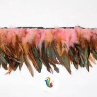China 6-8inch Party Decoration Rooster Coque Feather Fringe Trim with Satin Ribbon Tapes for sale