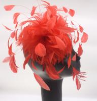 China 15*30cm Event Party Red Stripped Coque Feather Flower Mount with Wire Accessory for sale