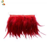 China 6-8inch Party Decoration Rooster Coque Feather Fringe Trim with Satin Ribbon Tapes for sale