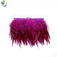 China 6-8inch Party Decoration Rooster Coque Feather Fringe Trim with Satin Ribbon Tapes for sale