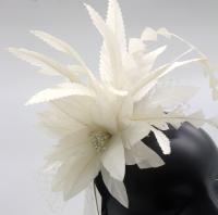 China 15x30cm Stripped Goose Feather Flower , White Feather Headpiece Millinery Supplies for sale
