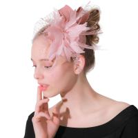 China Pink Party Decoration Sinamay And Feather Fascinator With Wire Accessory 10x20 Cm for sale