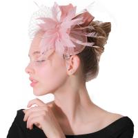 China Pink Party Decoration Sinamay And Feather Fascinator With Wire Accessory 10x20 Cm for sale