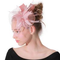 China Pink Party Decoration Sinamay And Feather Fascinator With Wire Accessory 10x20 Cm for sale