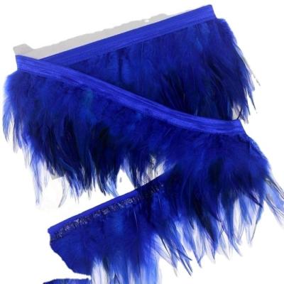 China Party Decoration Stretch Saddle Hackle Feather Fringe Trim Shipment DHL Pattern Dyed for sale
