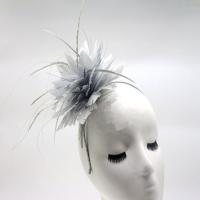 China Occasion Stripped Biot Goose Feather Fascinator Flower Mount With Headband 15x30cm for sale