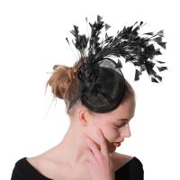 China Wedding Hair Accessory Sinamay Fascinator with Dyed Goose Feather and Unique Pattern for sale