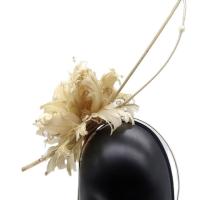 China Easter Occasion 15x30cm Feather Fascinator , Curly Goose Flower Feather Headpiece for sale