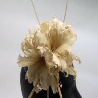 China Easter Occasion 15x30cm Feather Fascinator , Curly Goose Flower Feather Headpiece for sale