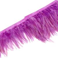 China 4-6inch Party Decoration Stretch Saddle Hackle Feather Fringe Trim with Satin Ribbon Tapes Dyed Pattern for sale
