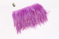 China 4-6inch Party Decoration Stretch Saddle Hackle Feather Fringe Trim with Satin Ribbon Tapes Dyed Pattern for sale