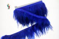 China 4-6inch Party Decoration Stretch Saddle Hackle Feather Fringe Trim with Satin Ribbon Tapes Dyed Pattern for sale