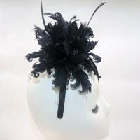 China Curly Goose Feather Fascinators For Hair , Millinery Feather Flowers With Headband for sale