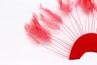 China Dyed Stripped Hackle Feather Fan , Chicken Feather Hand Fan 10x15cm for sale