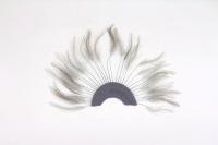 China Dyed Stripped Hackle Feather Fan , Chicken Feather Hand Fan 10x15cm for sale