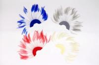 China Dyed Stripped Hackle Feather Fan , Chicken Feather Hand Fan 10x15cm for sale
