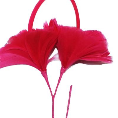 China 10*15 CM Party Decoration Goose Feather And Biot Feather Flower Mount with Wire Accessory for sale