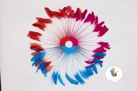 China Dyed Pattern Party Decoration Stripped Coque Feather Flower Fan With Wire Accessory for sale