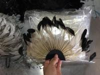 China Dyed Pattern Party Decoration Stripped Coque Feather Flower Fan With Wire Accessory for sale