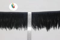 China 4-6 Inch Party Decoration Saddle Hackle Feather Fringe Trimming with Satin Ribbon Tape for sale