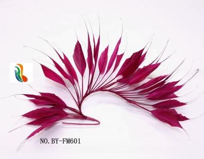 China Party Decoration Stripped Goose Feather Flower Mount with Wire Accessory in Bright Colors for sale