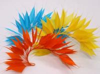 China Party Decoration Stripped Goose Feather Flower Mount with Wire Accessory in Bright Colors for sale