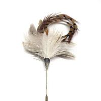 China 6*20 cm Ringneck Pheasant Feather Brooch with Wire Accessory Stylish and Elegant for sale
