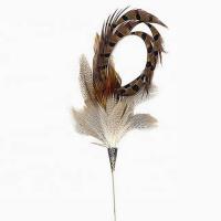 China 6*20 cm Ringneck Pheasant Feather Brooch with Wire Accessory Stylish and Elegant for sale