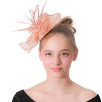 China Party Decoration Sinamay Feather Fascinator in Dyed Chicken Feather Pattern for sale