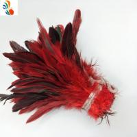China 1 Yard Length Party Decoration Strung Rooster Coque Feather with Satin Ribbon Tape for sale