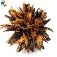 China 1 Yard Length Party Decoration Strung Rooster Coque Feather with Satin Ribbon Tape for sale