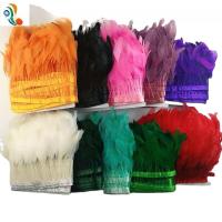 China Customized Stripped Coque Feather Fringe Trim with Dyed Pattern for sale