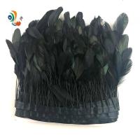China Customized Stripped Coque Feather Fringe Trim with Dyed Pattern for sale
