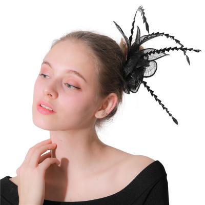 China Age Group Adults Elegant Wedding Hair Feather Fascinator for Church Hats 15*30 cm for sale