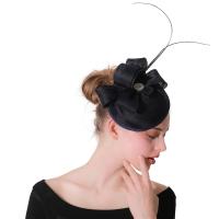 China 15x30cm Sinamay Base And Feather Fascinator Hat With Dyed Pattern Handmade for sale