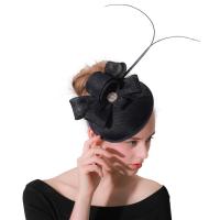 China 15x30cm Sinamay Base And Feather Fascinator Hat With Dyed Pattern Handmade for sale