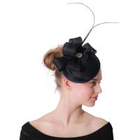 China 15x30cm Sinamay Base And Feather Fascinator Hat With Dyed Pattern Handmade for sale