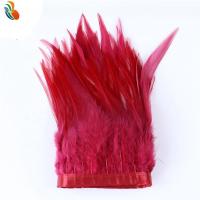 China Station Ribbon Hackle Saddle Feather Fringe Trim with Dyed Pattern Goose Feather for sale