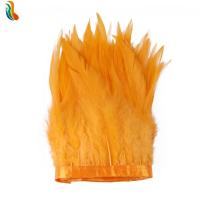 China Station Ribbon Hackle Saddle Feather Fringe Trim with Dyed Pattern Goose Feather for sale