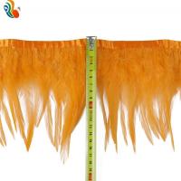 China Station Ribbon Hackle Saddle Feather Fringe Trim with Dyed Pattern Goose Feather for sale