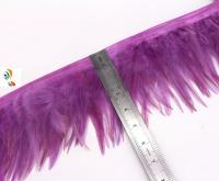 China Stretch Saddle Hackle Feather Fringe Trimming with Satin Ribbon Tapes in Dyed Pattern for sale
