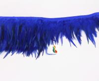 China Stretch Saddle Hackle Feather Fringe Trimming with Satin Ribbon Tapes in Dyed Pattern for sale