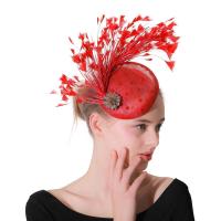 China Christoration Party Decoration Sinamay Fascinator adorned with Dyed Chicken Feather for sale