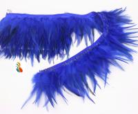 China Stretch Saddle Hackle Feather Fringe Trimming with Satin Ribbon Tapes in Dyed Pattern for sale