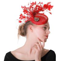 China Christoration Party Decoration Sinamay Fascinator adorned with Dyed Chicken Feather for sale