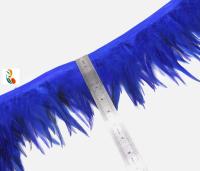 China Stretch Saddle Hackle Feather Fringe Trimming with Satin Ribbon Tapes in Dyed Pattern for sale