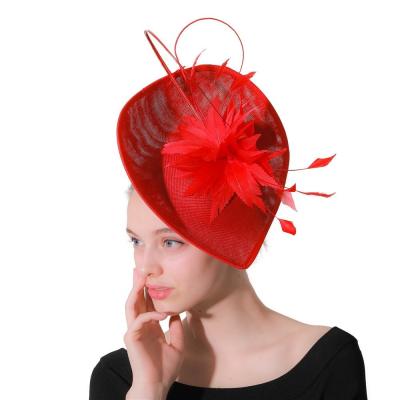 China Dyed Party Decoration Sinamay Fascinator , Chicken Feather Wedding Fascinator for sale