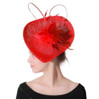 China Dyed Party Decoration Sinamay Fascinator , Chicken Feather Wedding Fascinator for sale