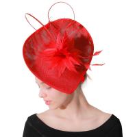 China Dyed Party Decoration Sinamay Fascinator , Chicken Feather Wedding Fascinator for sale