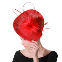 China Dyed Party Decoration Sinamay Fascinator , Chicken Feather Wedding Fascinator for sale